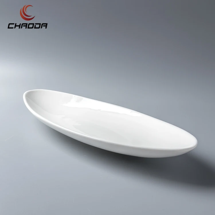 Hot Selling Pure White Porcelain Oval Shape Fish Plate Oval Fish Dish ...