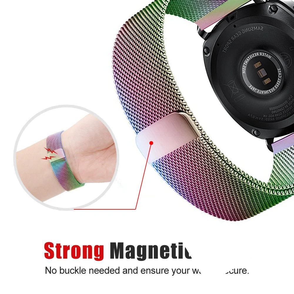 Newest Magnetic Strap 20mm 22mm Rainbow Color Metal Mesh Loop For 20mm ...