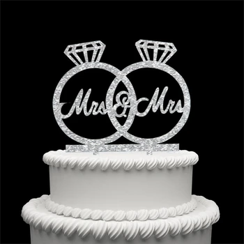 Mr And Mrs Silver Ring Acrylic Cake Topper Wedding Anniversary For ...