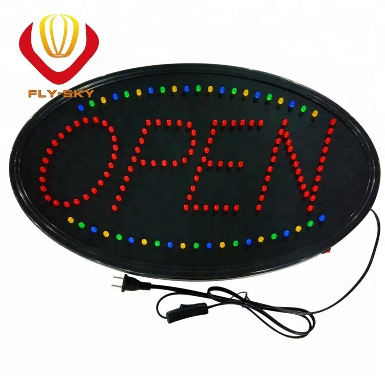 Large LED Open Sign for Business Displays - Oval & Flashing