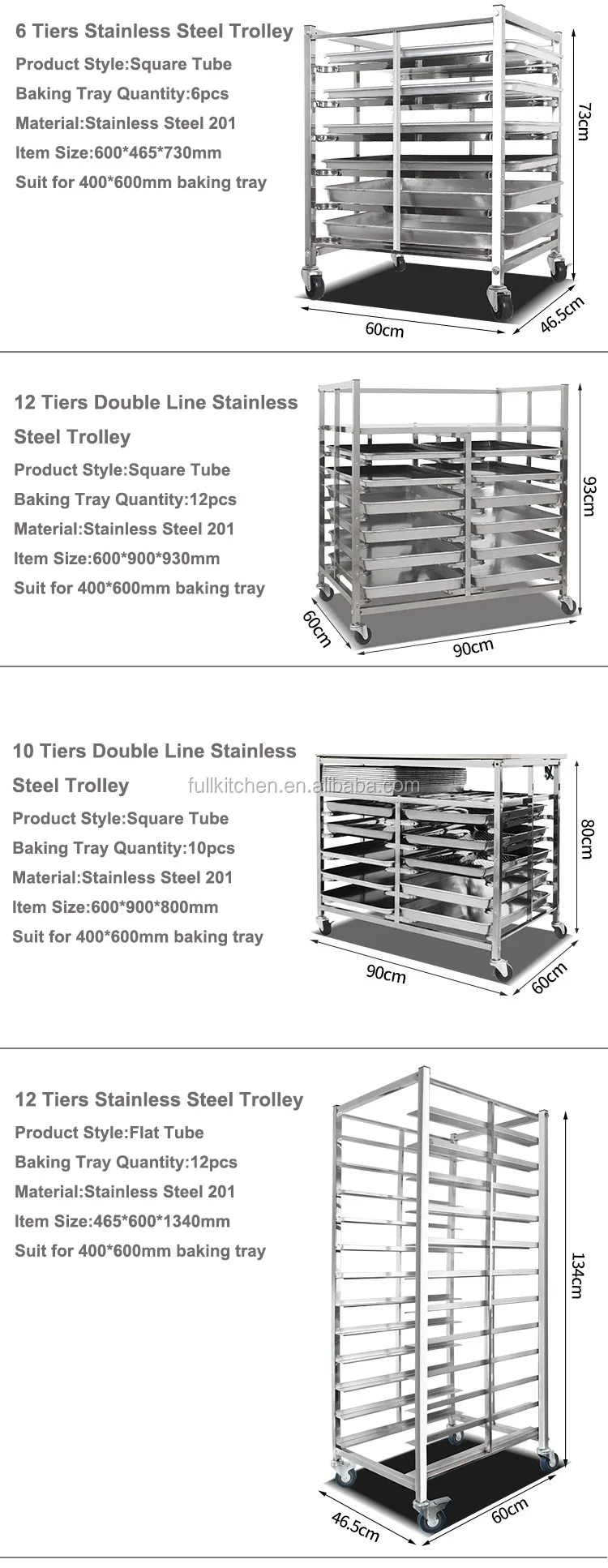 Stainless Steel GN Pan Trolley - Multi Tier Food Service