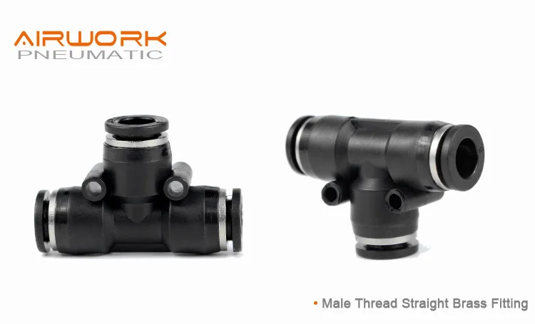 PE Pneumatic 3 Way Plastic Tube Hose Connector T Type