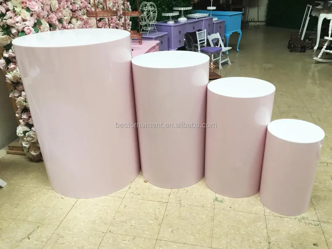 Wholesale Large Metal Round Cylinder Plinth White Metal Display Plinth ...
