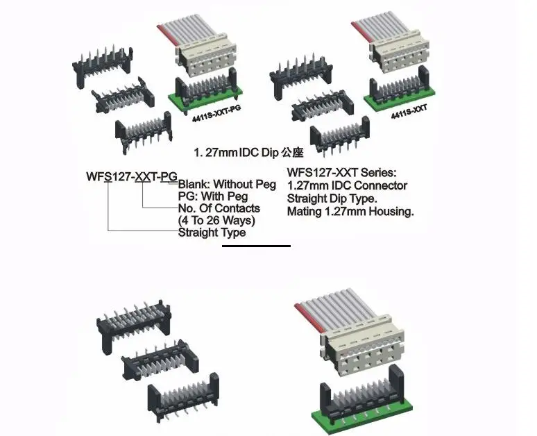 Picoflex 1.27mm Pitch 4p 8p 10p Socket Housing Flat Cable Idc Type Connector F32y-10s Obaw05001 ...