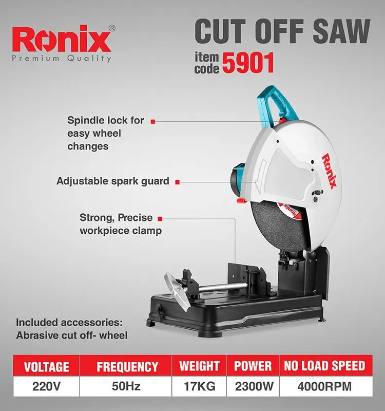 Ronix New Design Heavy Duty 2300W Automatic Chop Saw Cut Off Saw model ...
