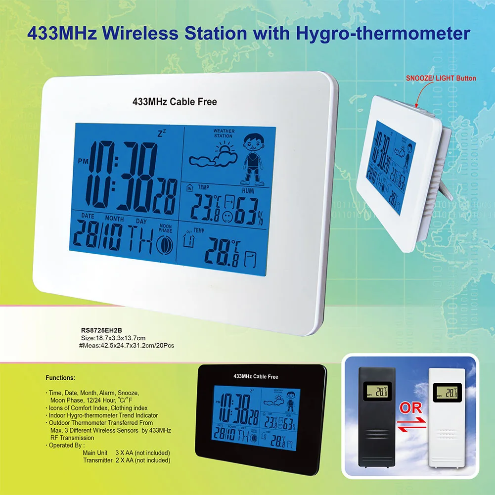 433mhz Wireless Station With Hygro-thermometer,Wireless Temperature ...