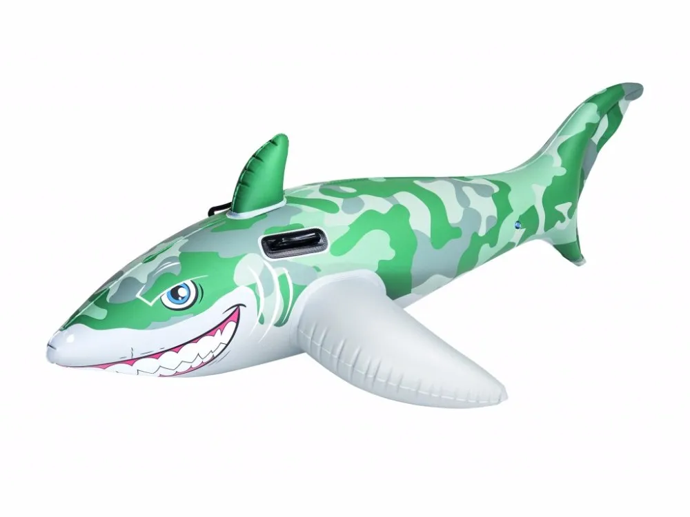 Bestway 41092 183 X 102cm Army Shark Rider Floatie Inflatable Kids Pool ...