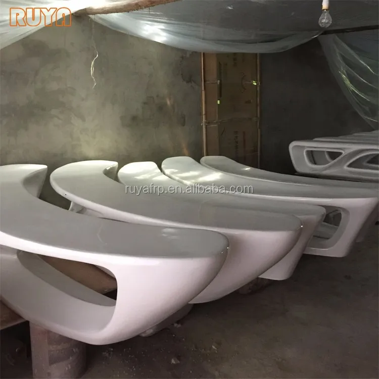 Modern Fiberglass Drift Moon Bench - Durable & UV Protected