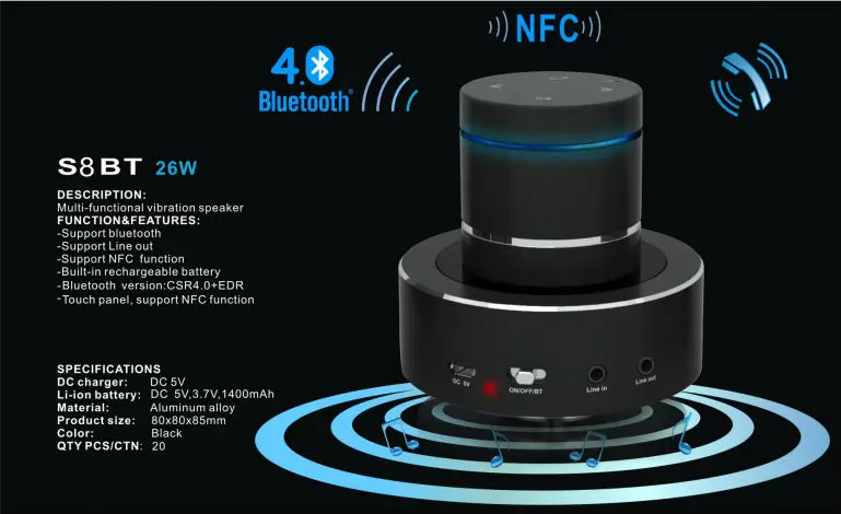 Hifi bass power pod 360-altavoz con vibración, dispositivos de revisión ...