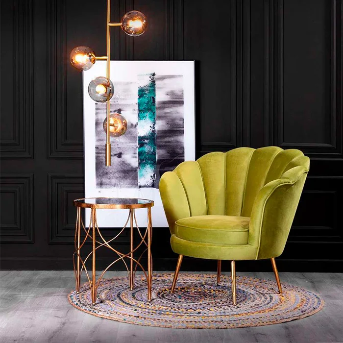 Modern Cafe Gold Metal Legs Single Sofa Fabric Upholstery Armchair ...