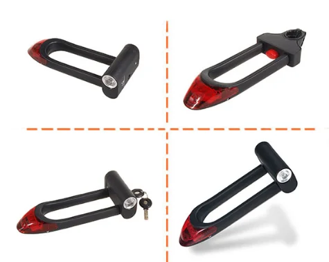 Muit-function Bike U Lock With Bike Head Light Safety Red Led Light ...