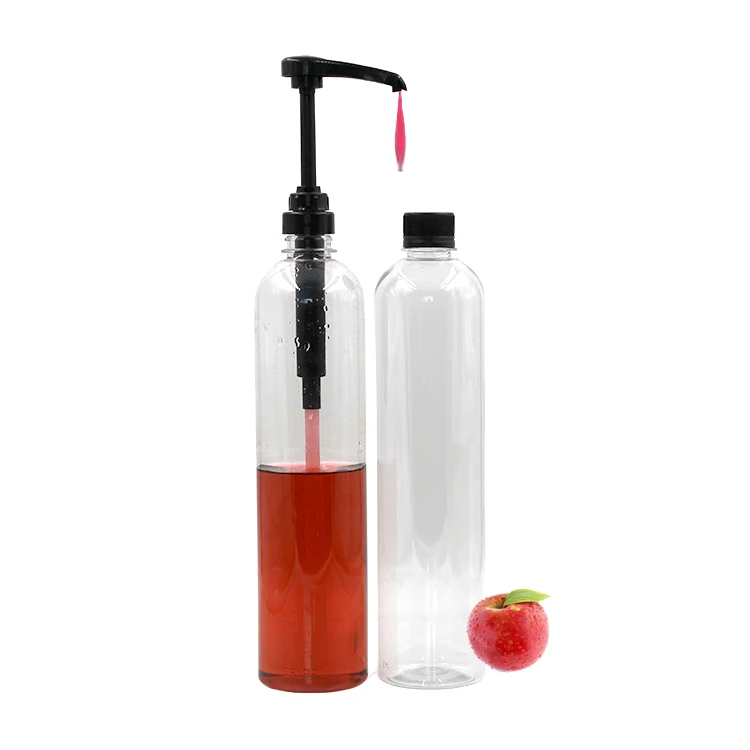 800ml Pet Boston Round Plastic Syrup Bottle With Dispenser Pump - Buy ...