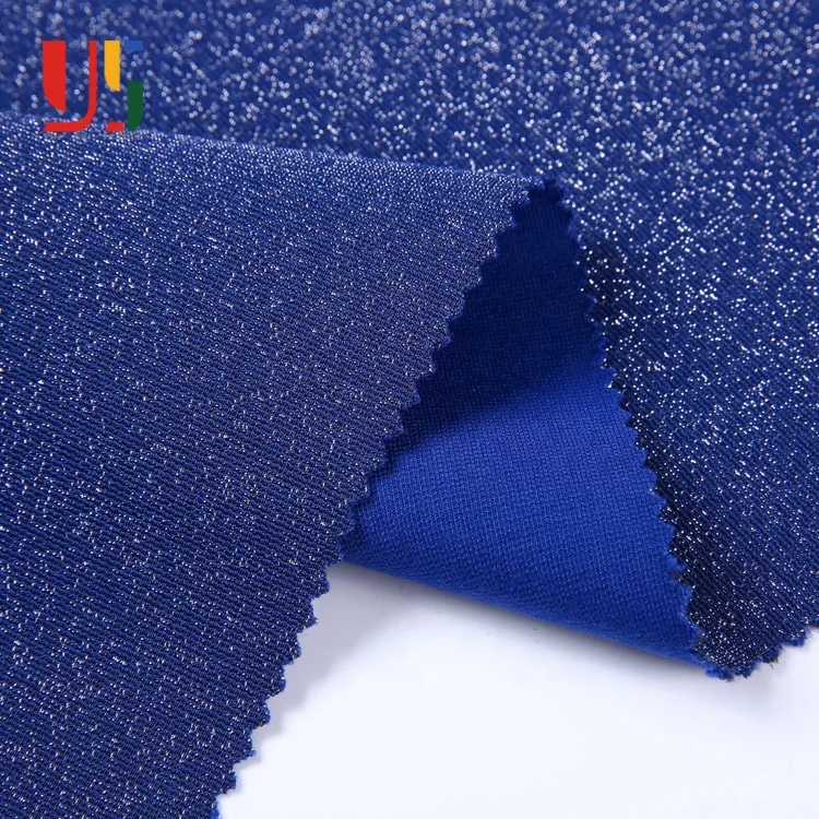 Royal Blue Polyester Rayon Spandex Ponte Roma Glitter Metallic Stretch ...