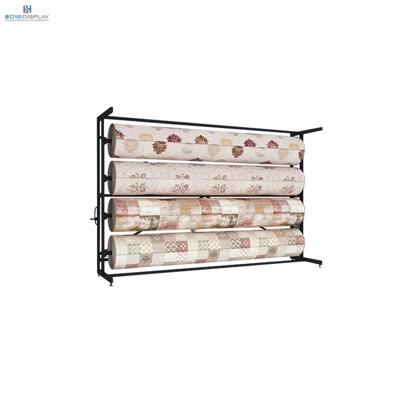 Metal Rolling Carpet Rug Sample Display Rack for Sale