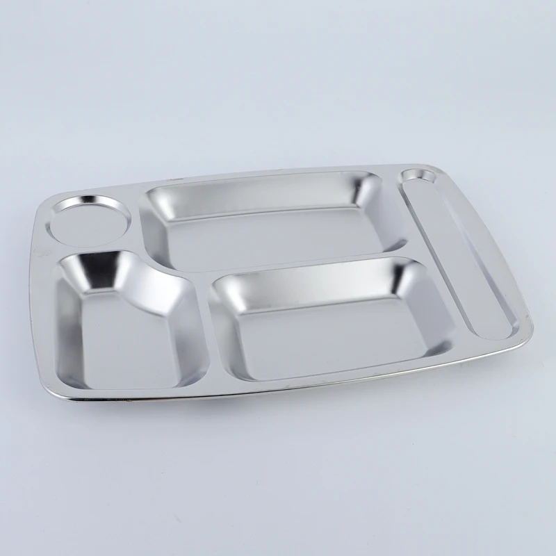 Food Grade 304 Stainless Steel 3/4/5 Compartment Dinner Plate School ...