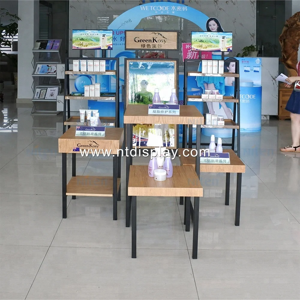 Easy Assembly Wooden Material Makeup Cosmetic Table Display Stand - Buy ...