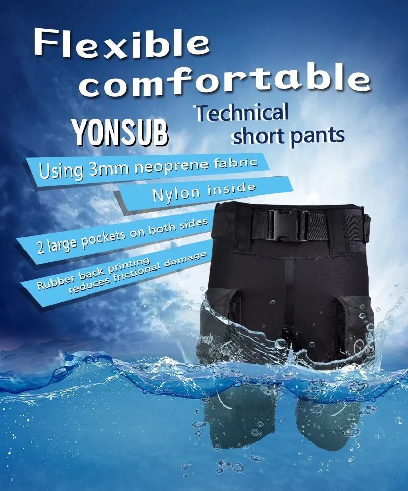 Custom Men Neoprene Wetsuit Tech Diving Shorts with Tool Pocket