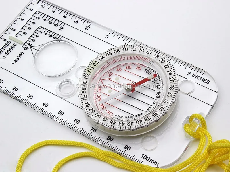 Mini Plastic Map Scale Ruler Compass - Waterproof & Portable