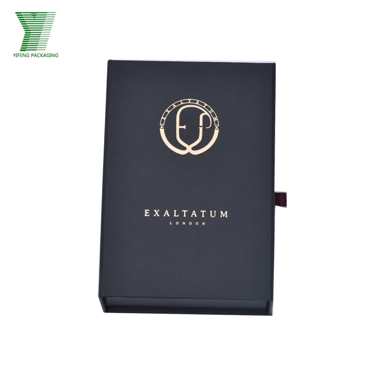 Luxury Matt Black Soft Touch Paper Gold Foil Logo Gift Perfume Boxes ...