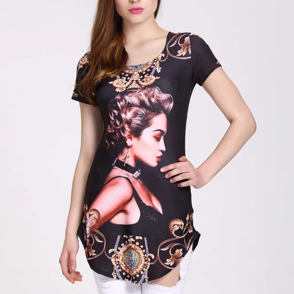 2016 Printed New Model T Shirts Women 100 Polyester T Shirts ...