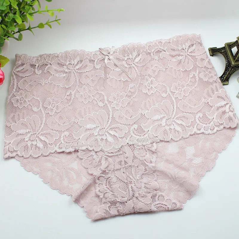 Women's Fashion Transparent Sexy Flowers Lace Panties Seamless Panty Briefs Plus Size Underwear ...