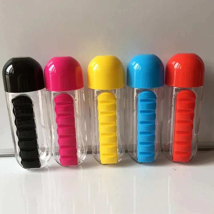Bpa Free Plastic Pill Organizer Water Bottle 600ml Custom Pill Bottle ...