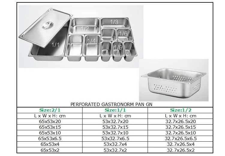 1/2 High Quality Stainless Steel Gastronom Pans Gn Pans For Tray Trolley Perforated Containers ...