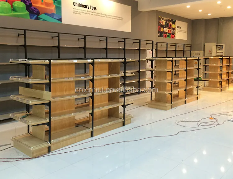 2018 Supermarket Wooden Gondola Shelving,Retail Shop Design Gondola ...