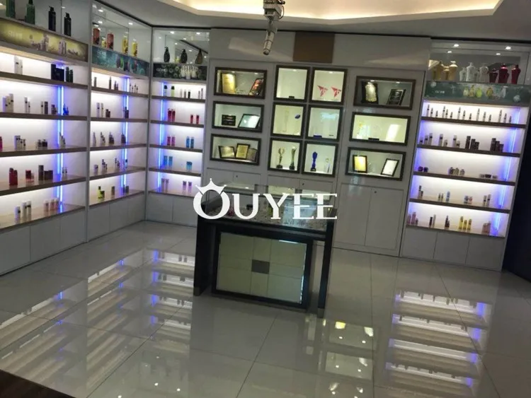 Luxury Wooden Perfume Display Stand for Shops - Customizable Glass ...