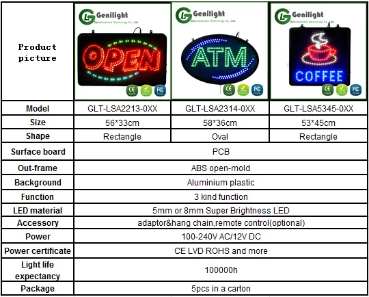 Battery Powered Custom Open Closed Today Business Plastic Led Sign ...