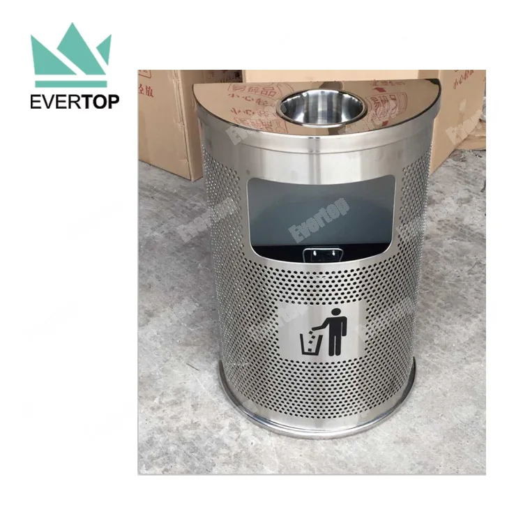 Db-55 Half Round Stainless Steel Perforated Litter Bin Half Moon ...