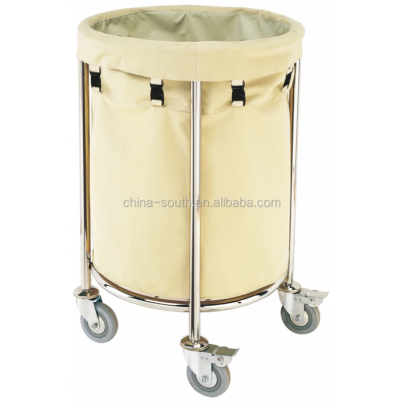 Round Soiled Housekeeping Dirty Linen Laundry Trolley Cart - Buy ...