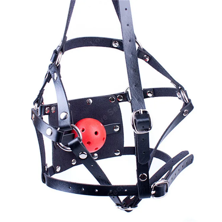 Female Red Black Open Mouth Ball Gag With Head Harness M Ask Pvc ...