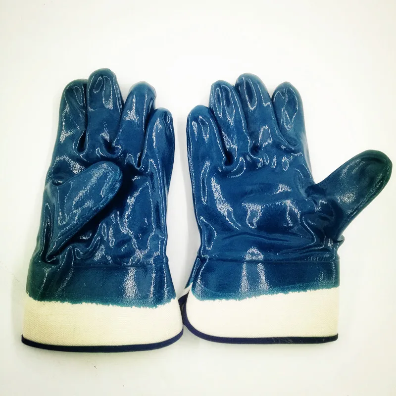 Chemical And Oil Resistant Fully Coated Interlock Nitrile Gloves With ...