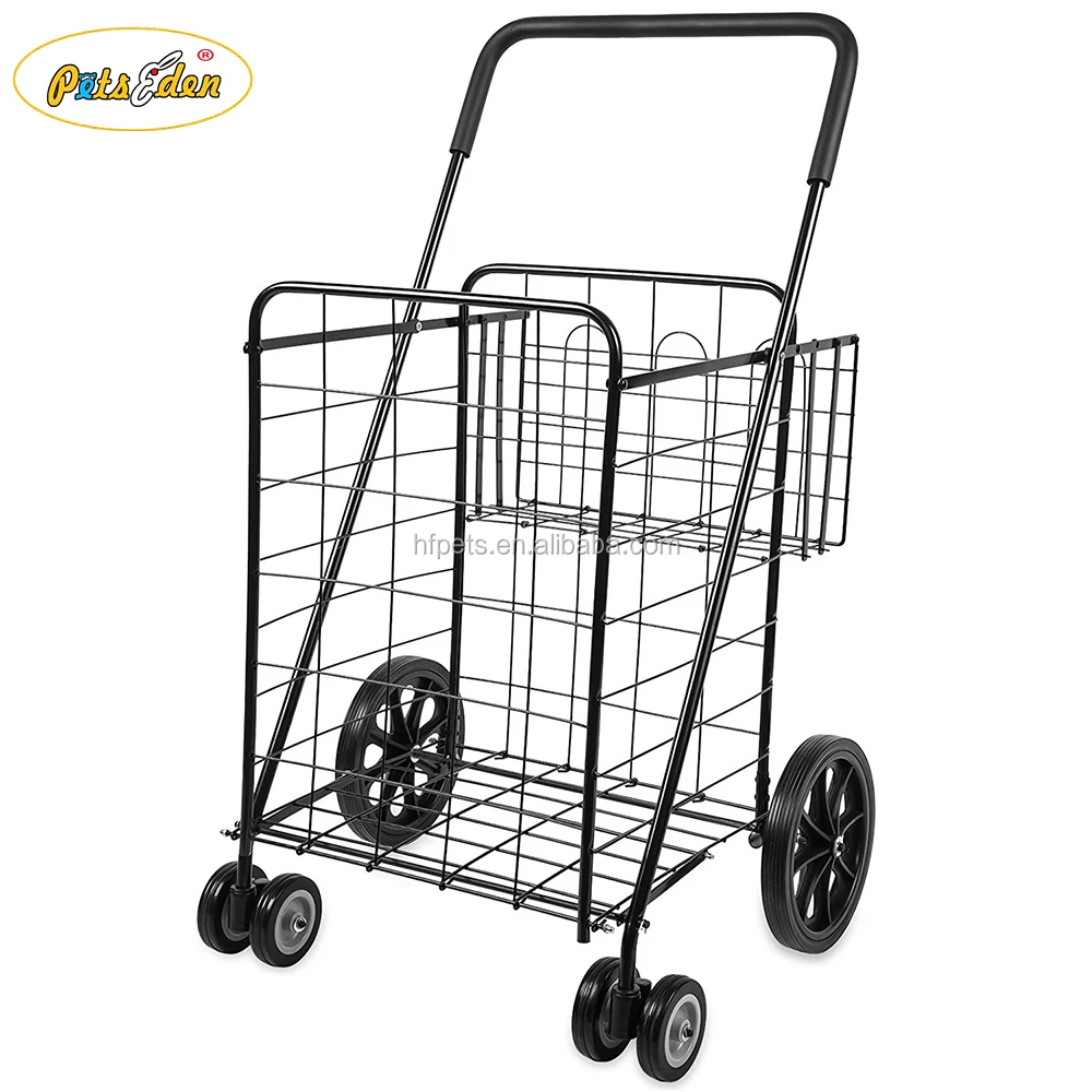 2018 Good Performance Folding Metal Shopping Trolley Carts 4 Wheels ...