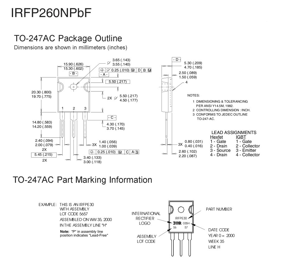 Irfp260npbf Irfp260 To-247 Fet Electronic Component Ic Chip Irfp260n Mosfet Transistor - Buy ...