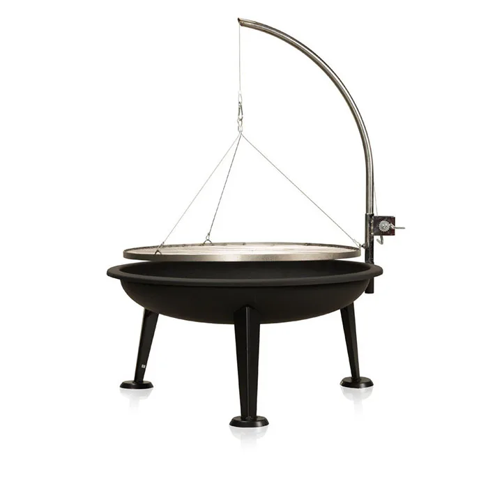 Black Fire Bowl Camping BBQ Hanging Grill with Cooking Grate