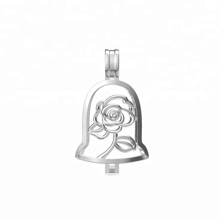 Beauty And Beast Enchanted Rose Locket Pendant Flower Pearl Cage ...