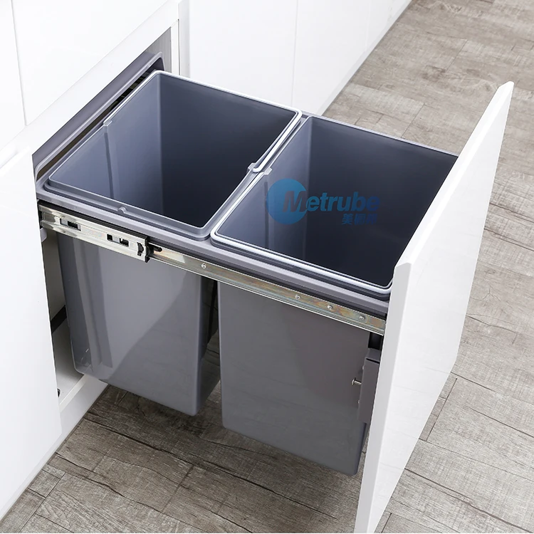 Double 18l Rubbish Bin For Under Sink Drawer Trash Can - Buy Rubbish ...