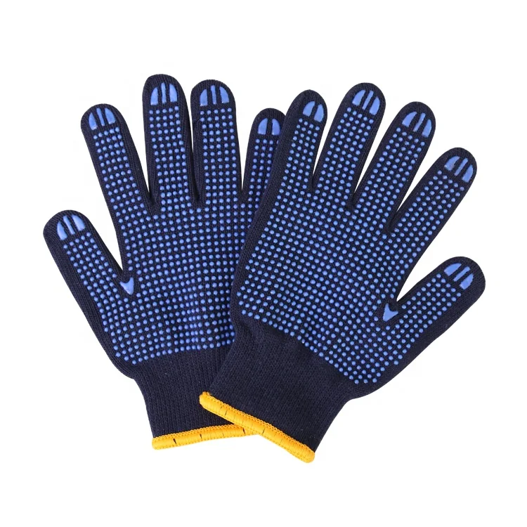 Pvc Dot Bead Gloves 10g Blue Polyester Cotton Pvc Dot Bead Gloves ...