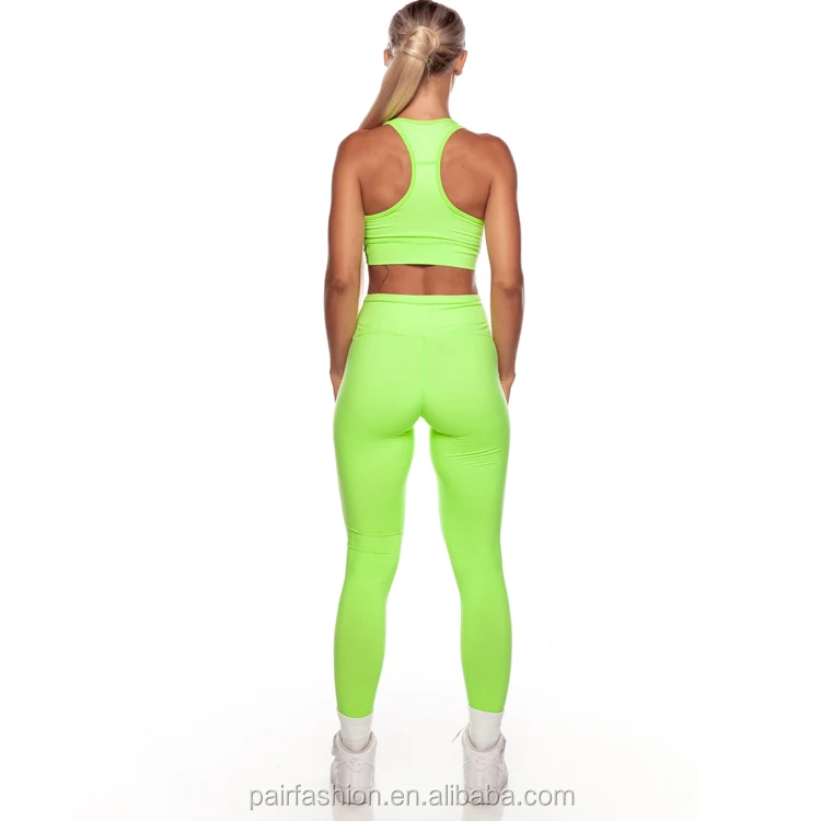 Sexy Dry Fit Bodybuilding Wholesale Ladies Gym Wear Neon Green Sport ...