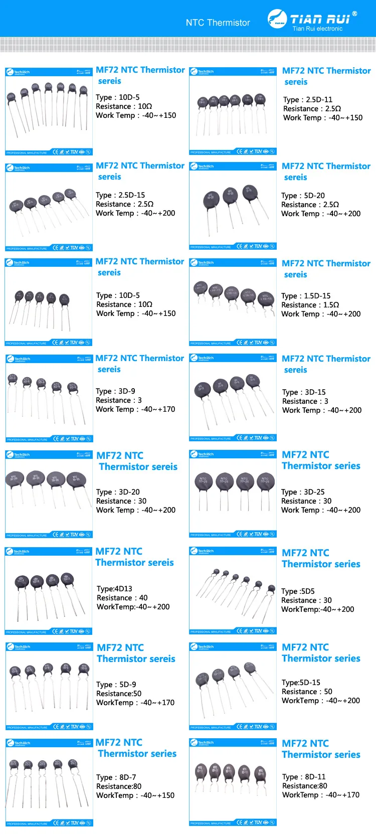 40k Resistor Power Ntc Thermistor Chip Mf72 5d 11 And Ntc Resistance ...