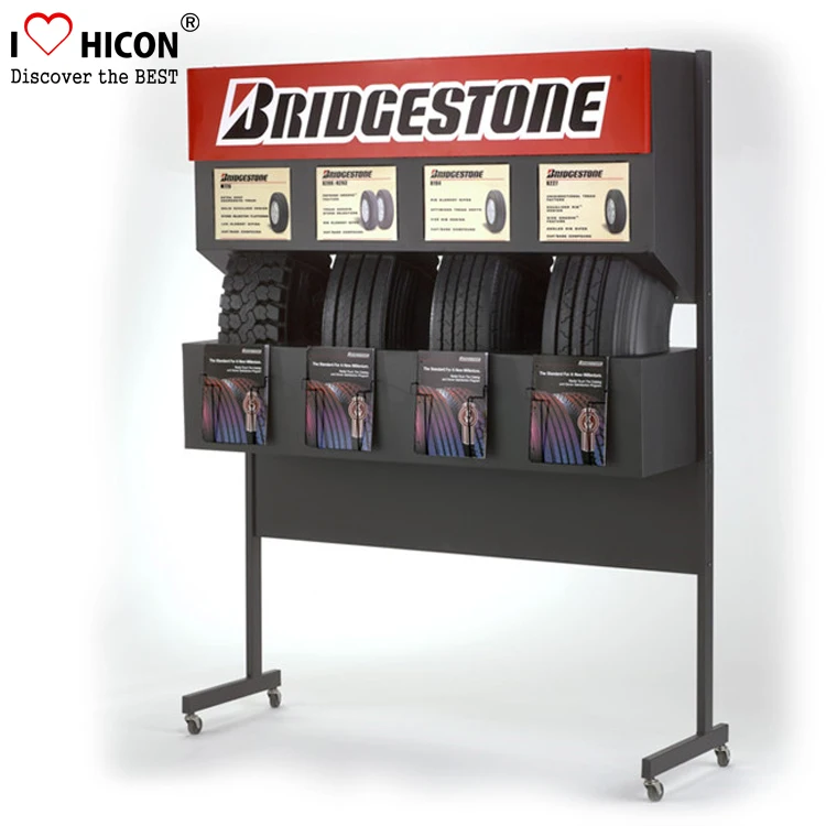 Floor Standing Mobile Tyre Showroom Custom Advertising Commercial Metal ...