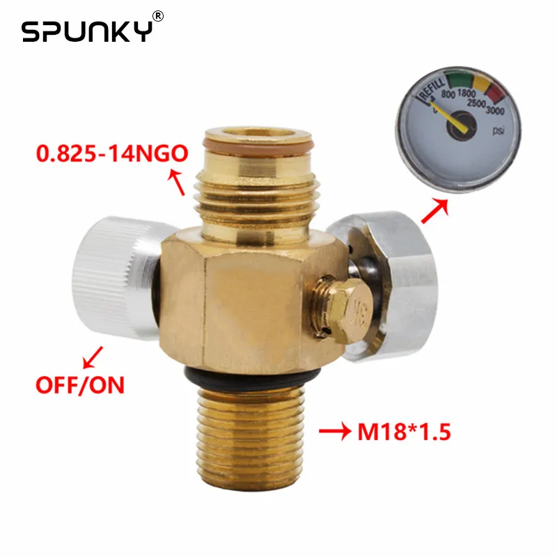 M18*1.5 Thread Paintball Co2 Tank Valve With On/off And Gauge - Buy ...