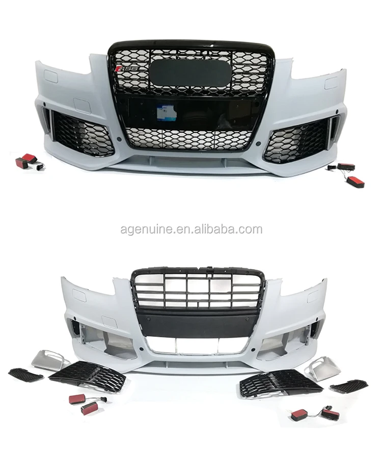 Pp Plastic A6 S6 Front Bumper With Grills Car Conversion Body Kit Rs6 ...