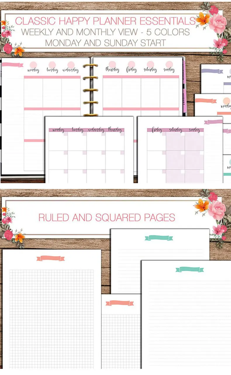 Yearly Custom Calendar Planner Ring Binder The Happy Planner Book - Buy ...