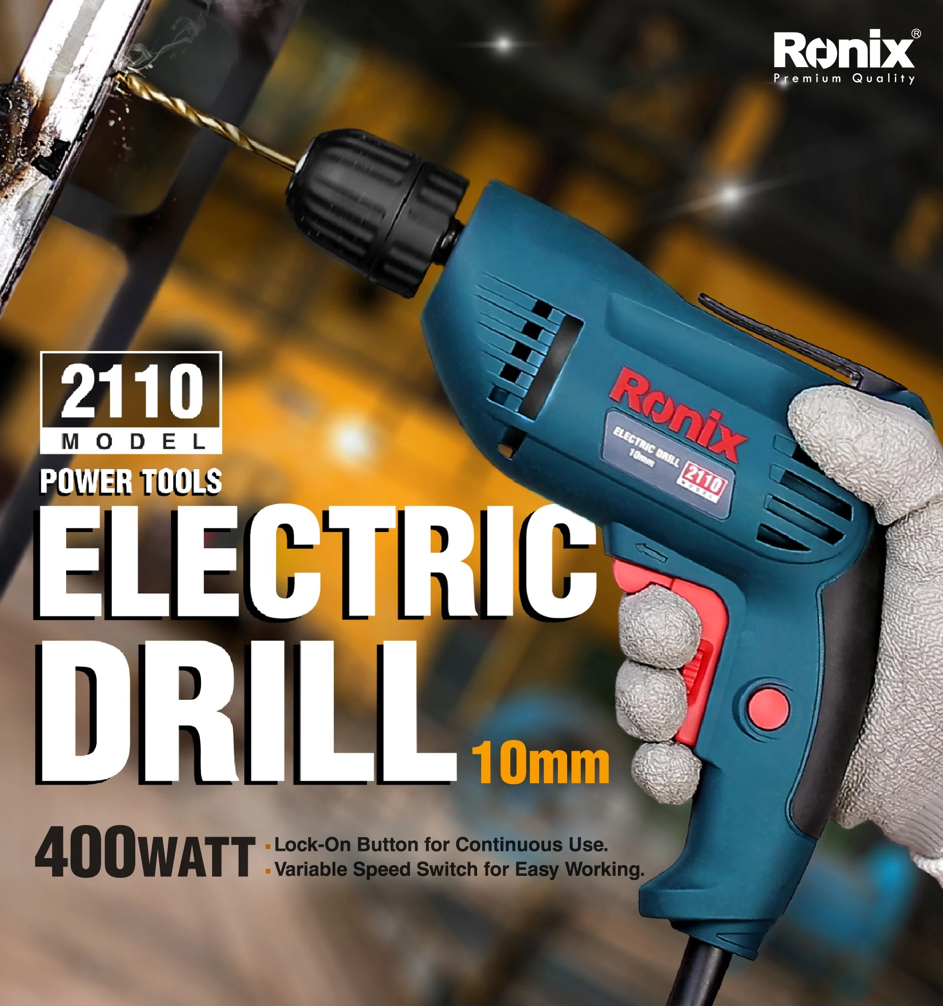 Ronix Power Tool General Purpose Electric Drill 400w 10mm Corded Electric Dril Model 2110 - Buy ...