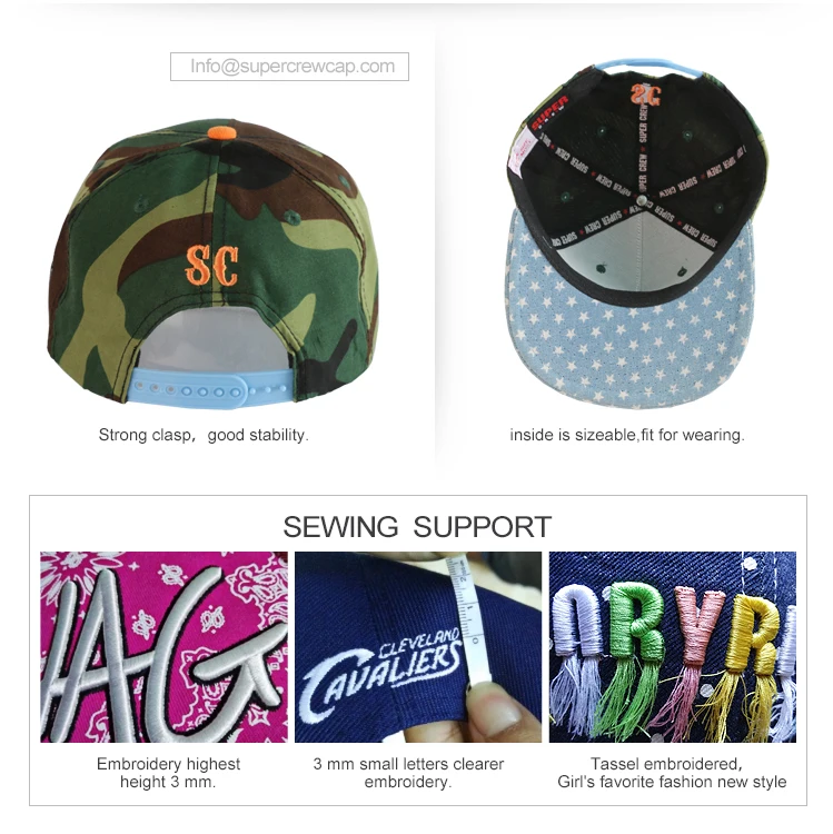 Cheap Customized Sticker Flat Brim Digital Print Camo Snapback Cap ...