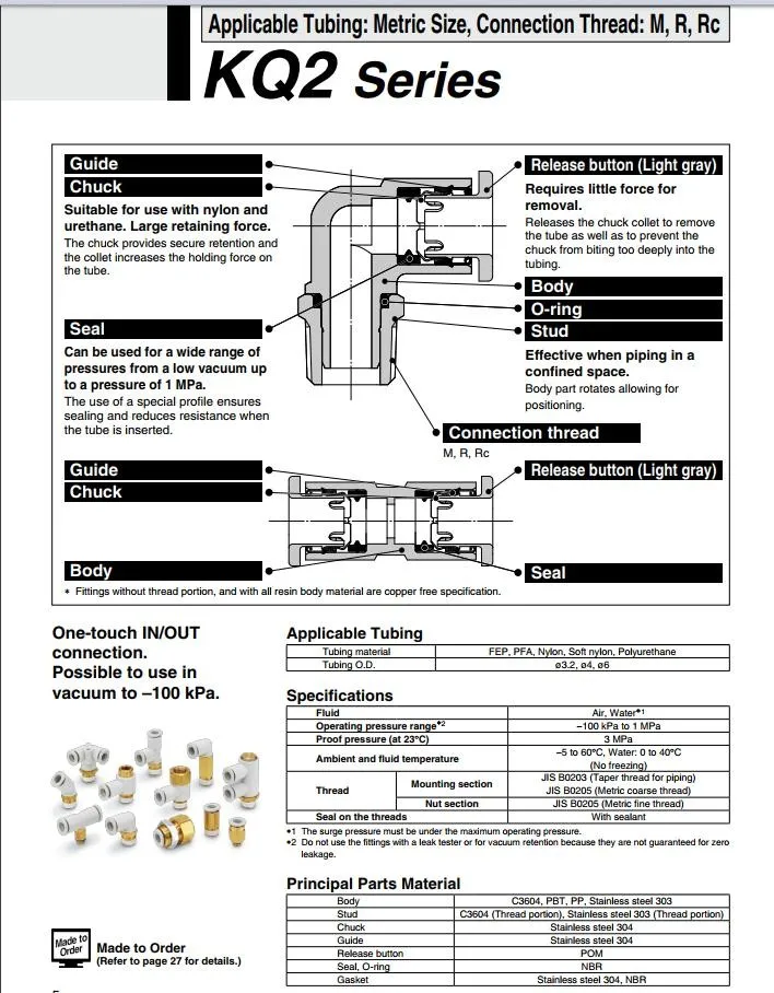 High S MC Type KQ2L Pneumatic Hoses and Fittings /KQ2H/KQ2L/KQ2U/KQ2T ...