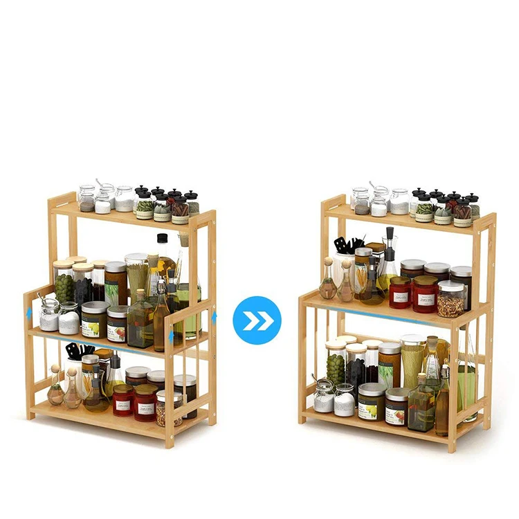 Kitchen Spice Rack 3-tier Standing Kitchen Spice Rack Adjustable Shelf ...
